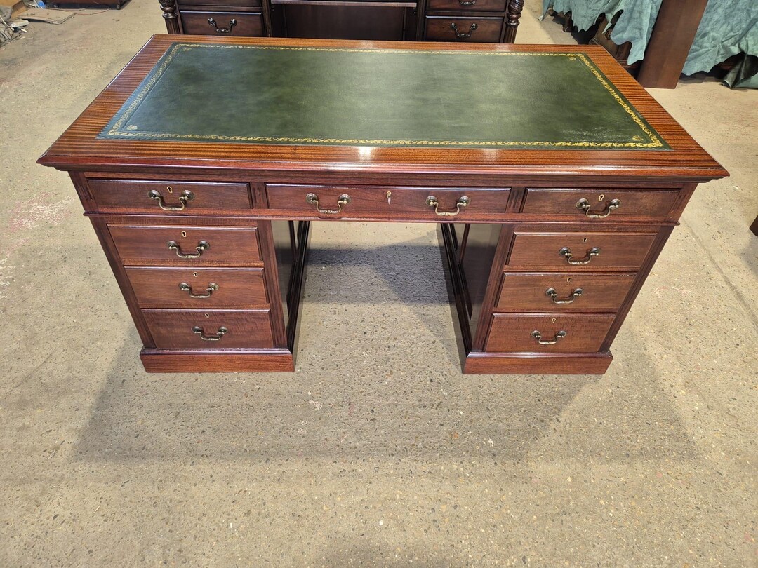 Antique 1920s Mahogany Panelled Pedestal Bankers Desk - Etsy