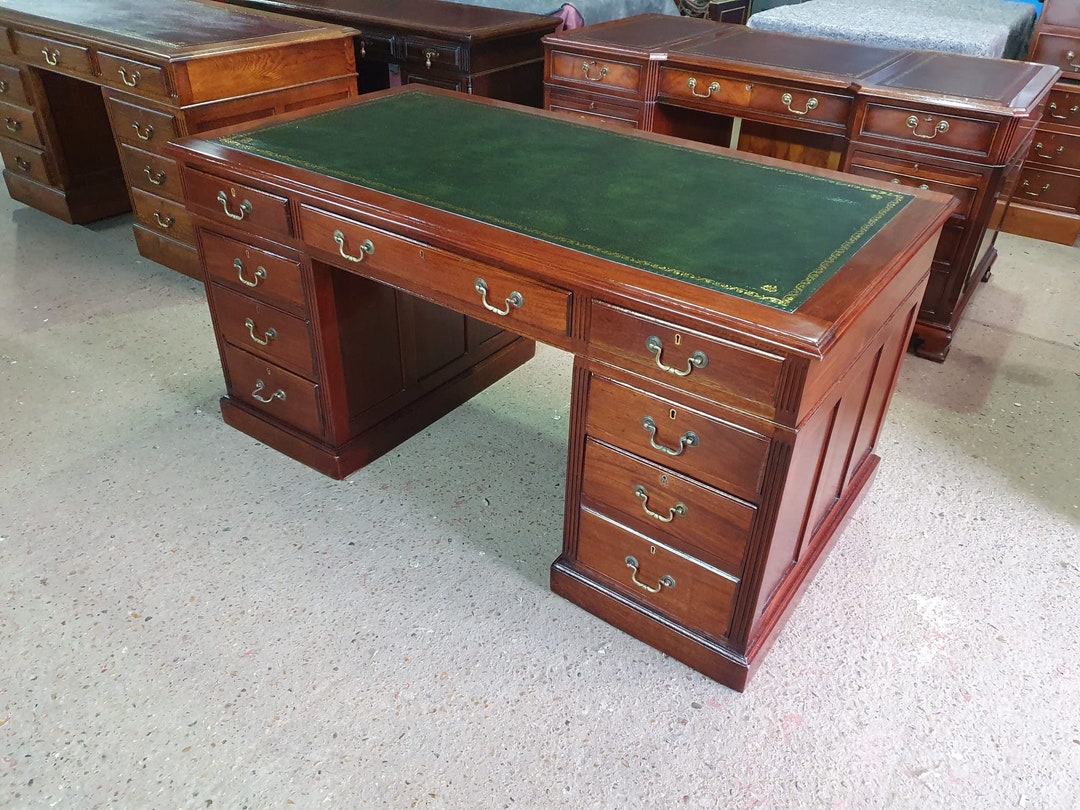 Mahogany 1920s Antique Bankers Panelled Pedestal Desk - Etsy