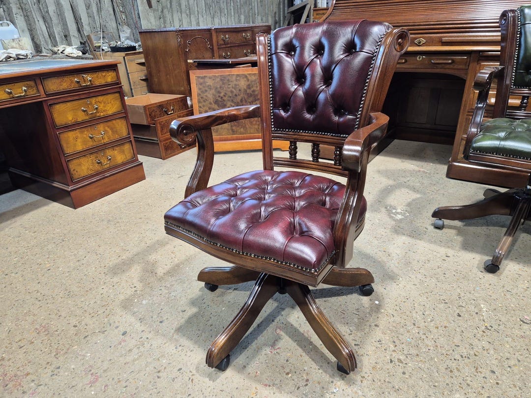 Brand New Red/ox Blood Leather Chesterfield/captain's Viscount Carver ...