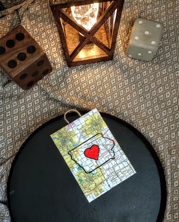 I Heart Iowa Map Decor - Etsy