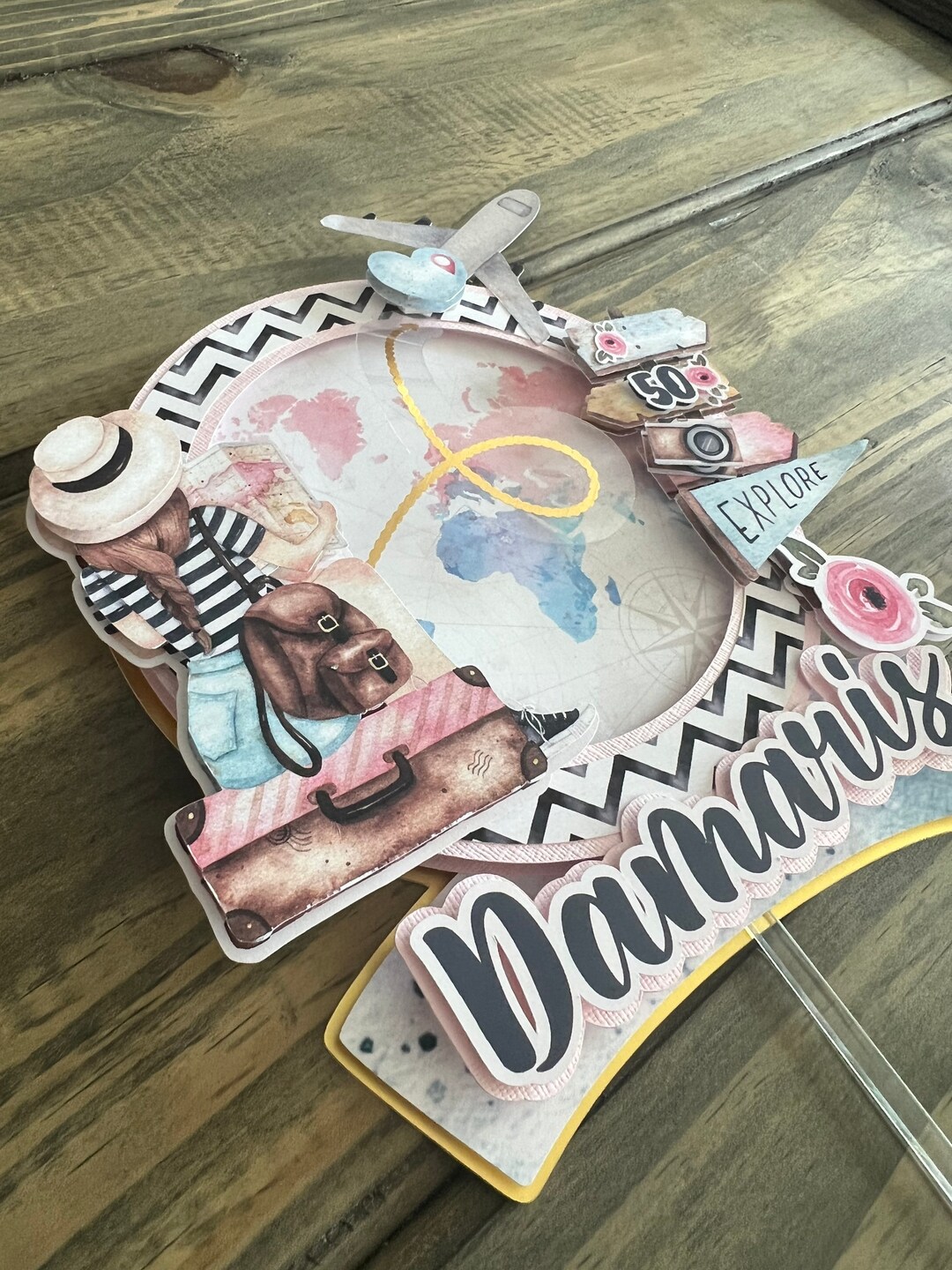 Travel Cake Topper Girl Travel Pink Travel Girls Trips Cake Topper ...