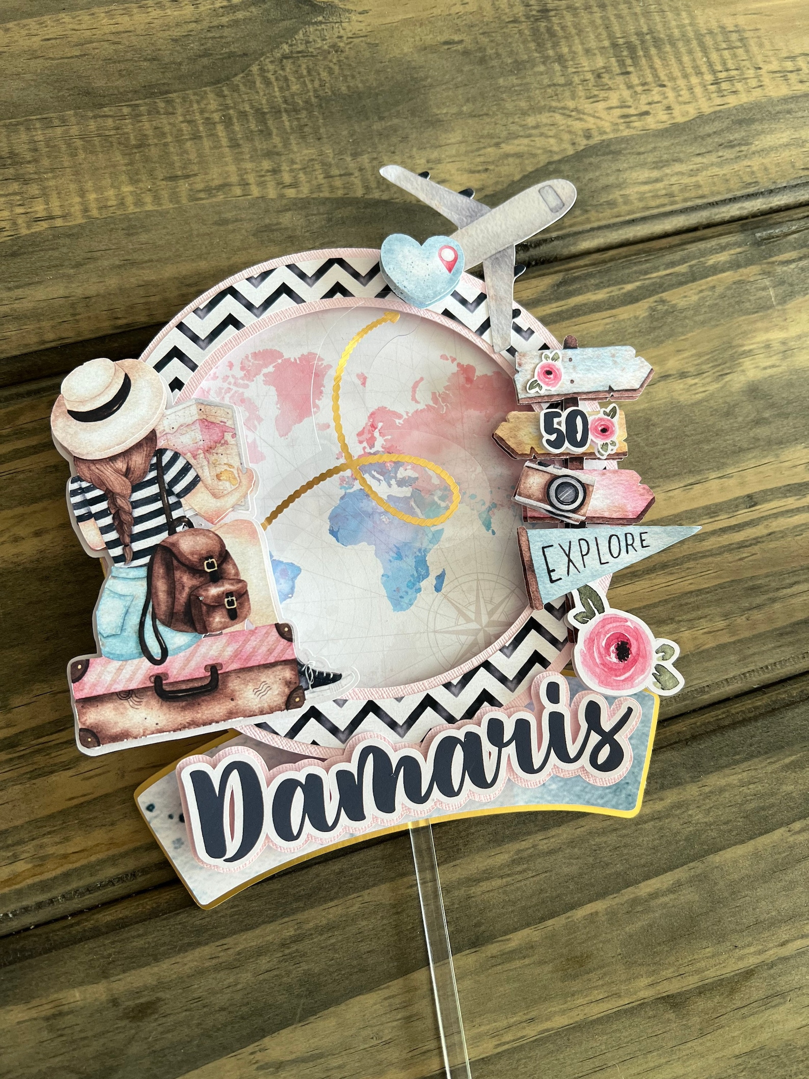 Travel Cake Topper Girl Travel Pink Travel Girls Trips Cake - Etsy