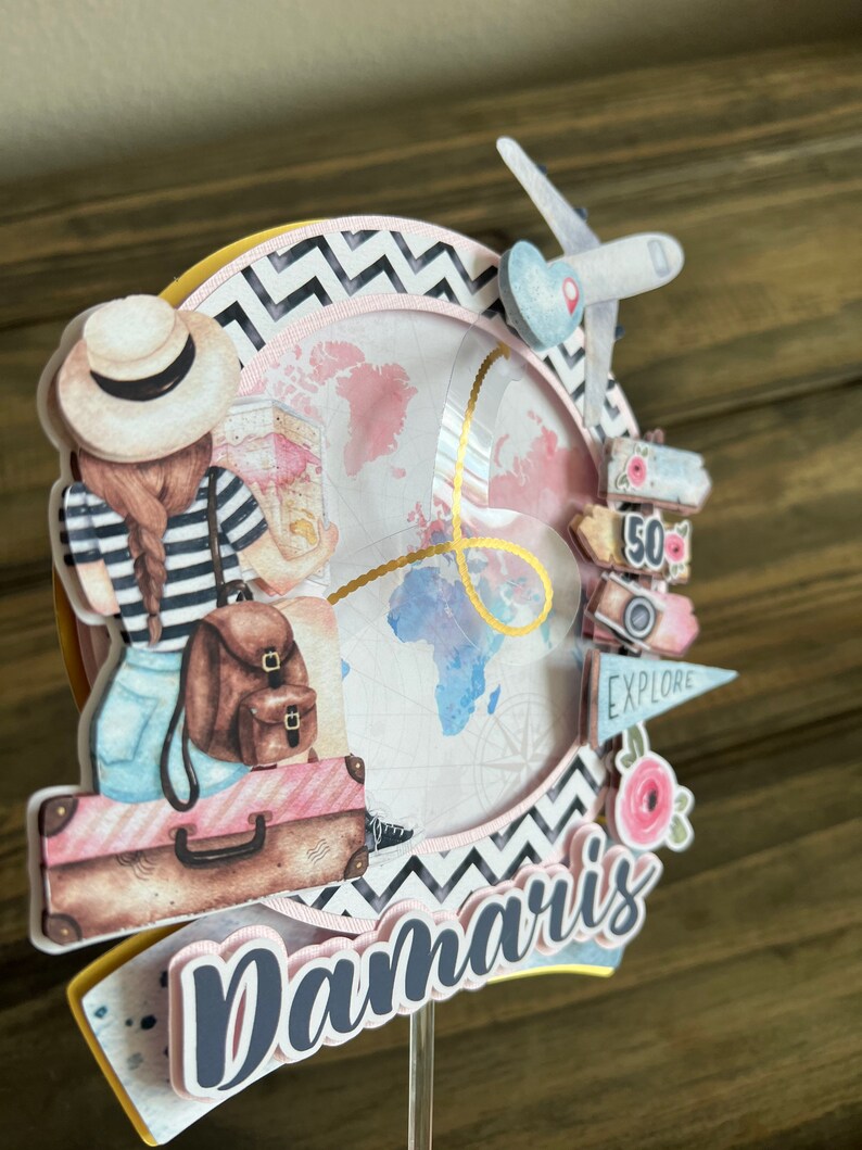 Travel Cake Topper Girl Travel Pink Travel Girls Trips Cake - Etsy