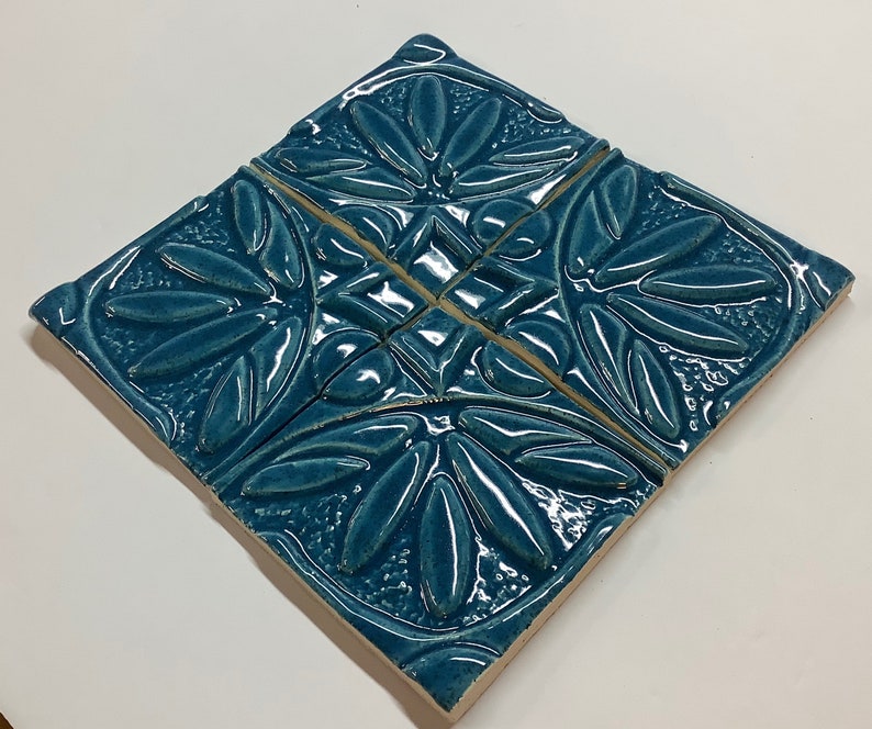 Floral Circle Sculpted Ceramic Tile Relief Ceramic Tile - Etsy