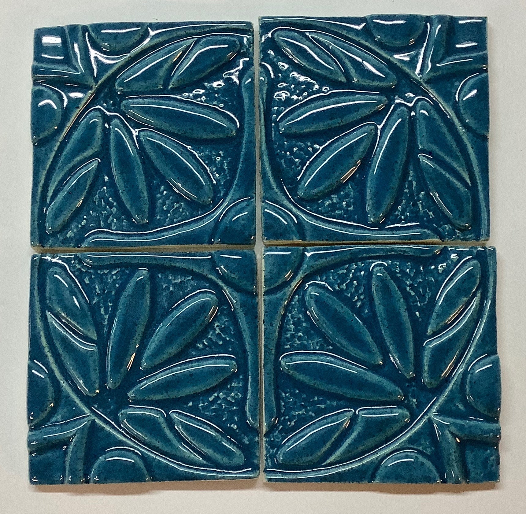 Floral Circle, Sculpted Ceramic Tile, Relief Ceramic Tile, Decorative ...