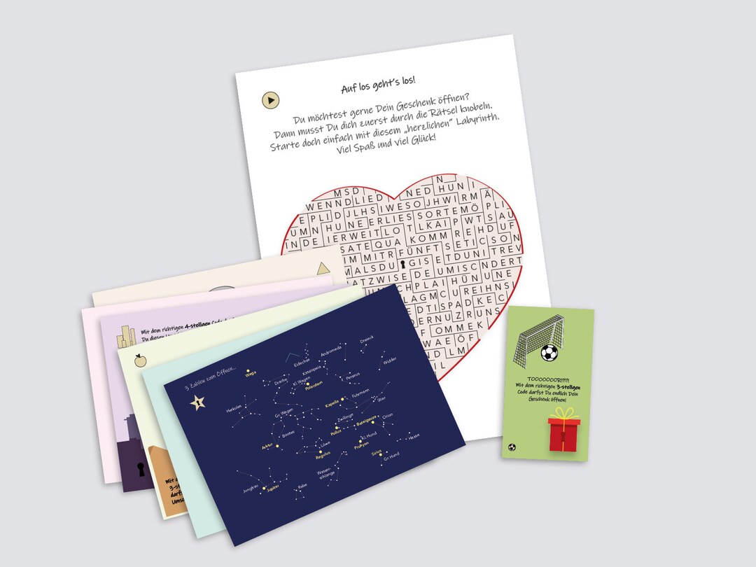 Riddle Set - BEGINNERS - Gift Packaging Riddle Gift Escape Game for ...