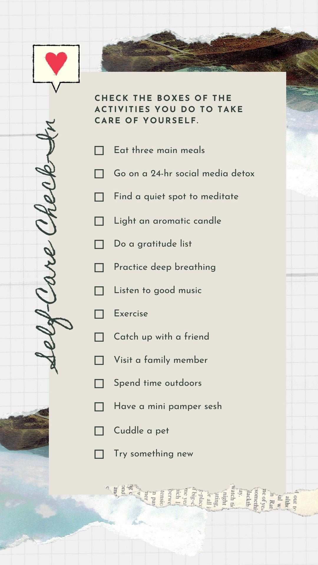 Self Care Check in Digital Download - Etsy