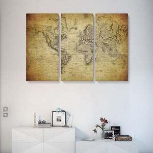 World Map 1850 Vintage Canvas Print Wall Decor Art. Comes Ready to Hang ...