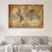 Ancient World Map Print on Canvas Globe Earth Continents Oceans Tan ...