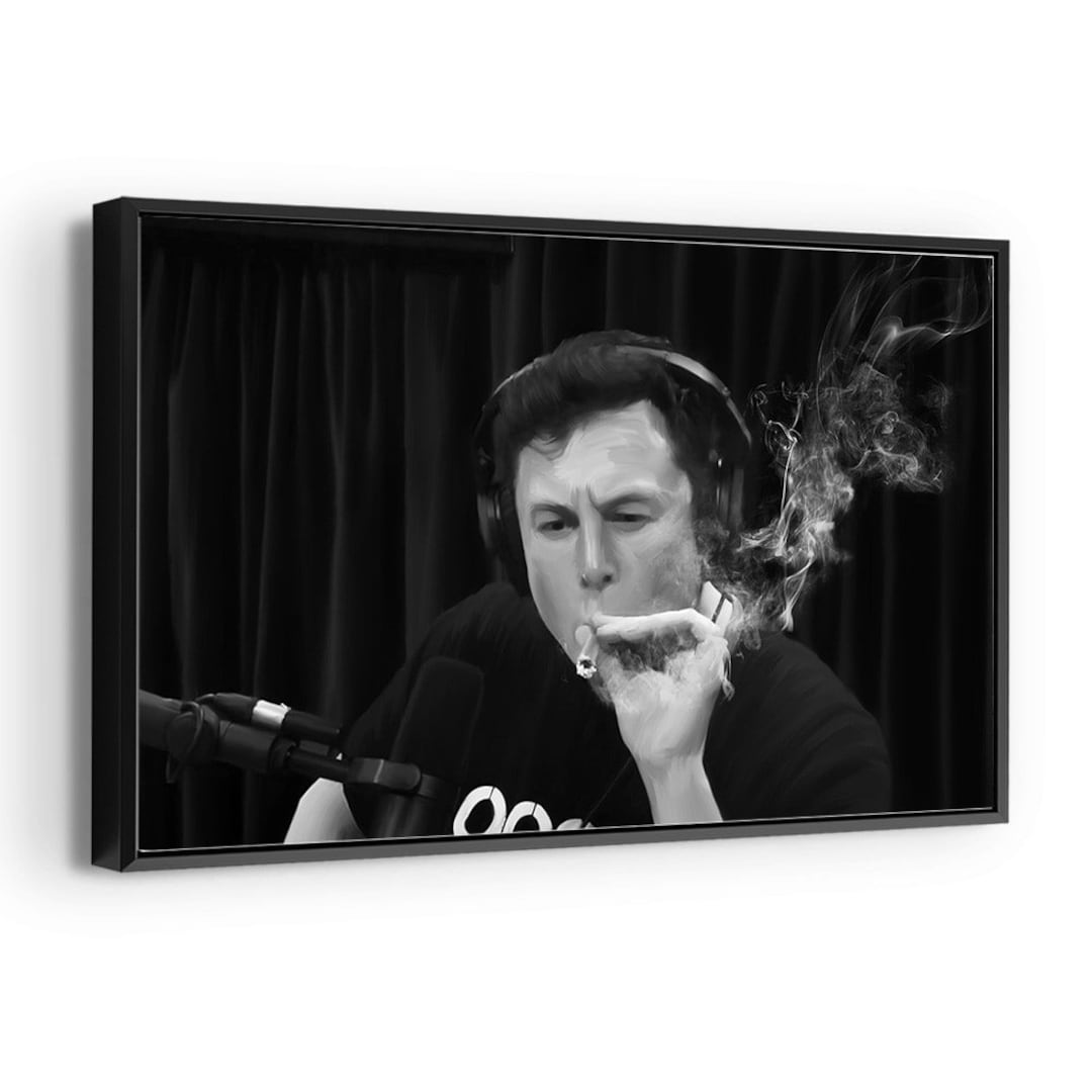 Black & White Elon Smoking Canvas Print Wall Decor Art. Comes Ready to ...