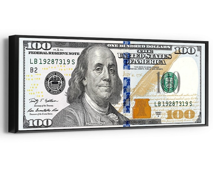 100 Dollar Bill Money Press Original Benjamin Canvas Print Wall Decor ...