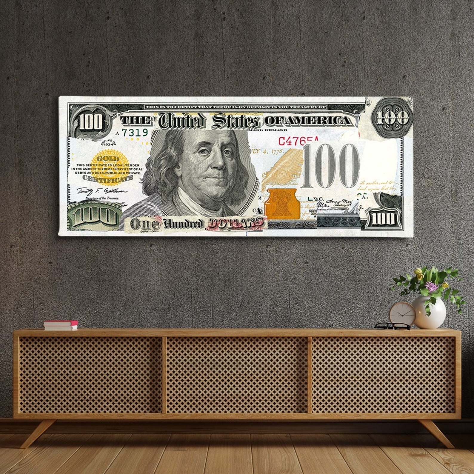 Mixed Old New 100 Dollar Bill Money Press Original Benjamin Canvas ...