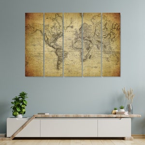 World Map 1850 Vintage Canvas Print Wall Decor Art. Comes Ready to Hang ...