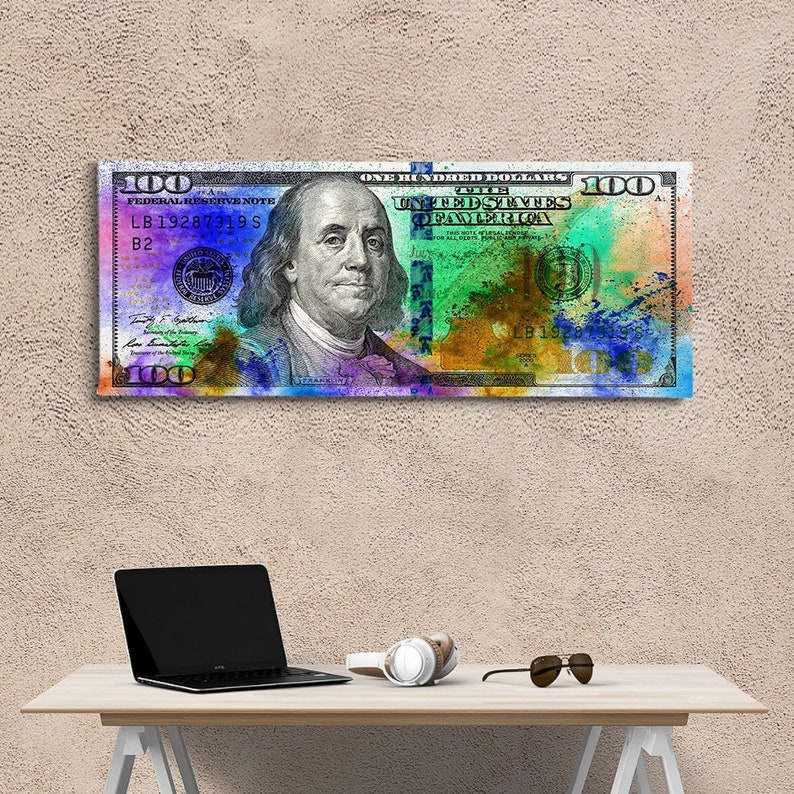100 Dollar Bill Pop Art Canvas Print Wall Decor Art. Comes | Etsy