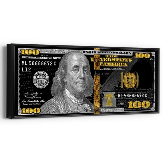 Gold Black 100 Dollar Bill Money Press Original Benjamin | Etsy