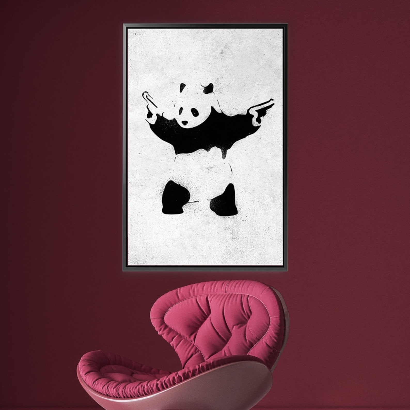 Banksy Panda With Guns Graffiti Canvas Print Wall Décor Art. | Etsy