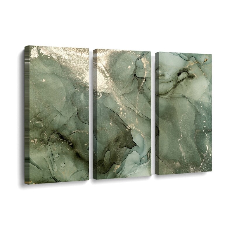 Emerald Wall Art Green Gold Marble Print on Canvas Framed Rich - Etsy
