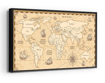 Rustic World Map - Etsy
