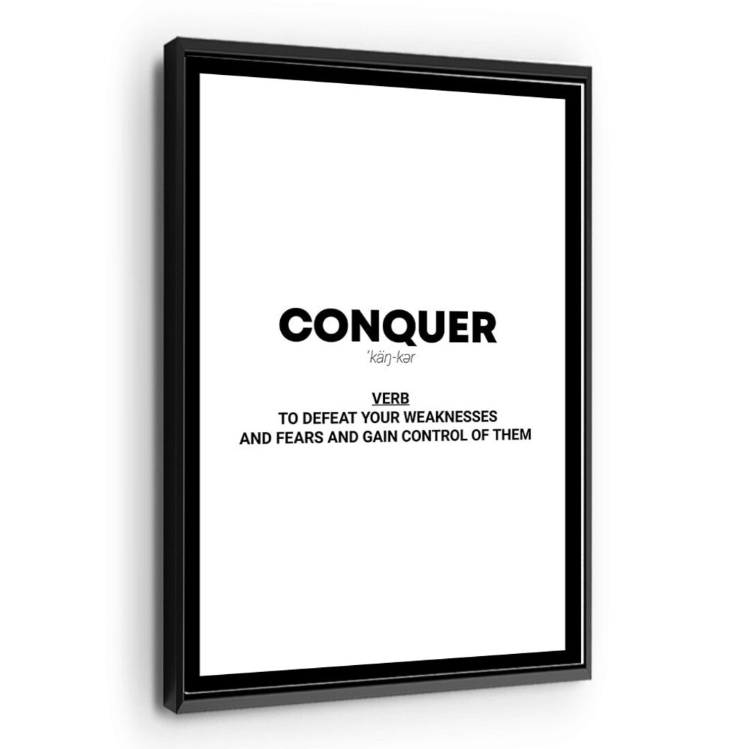 Conquer Verb White Quote Motivational Canvas Print for Gym - Etsy