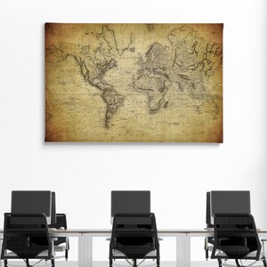 World Map 1850 Vintage Canvas Print Wall Decor Art. Comes Ready to Hang ...