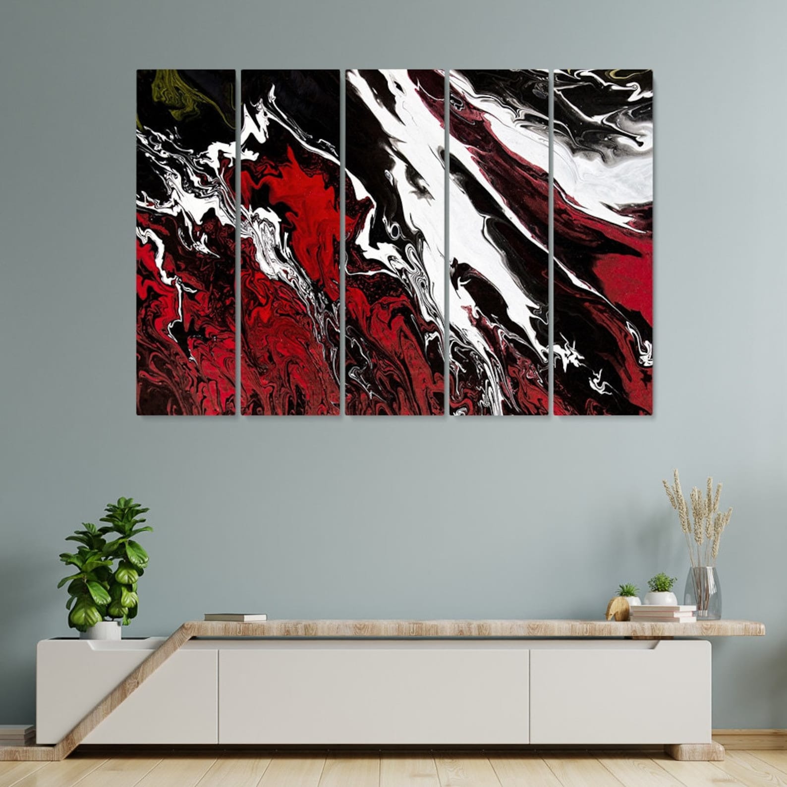 Abstract Red Black Design Canvas Print Wall Decor Art. Comes | Etsy