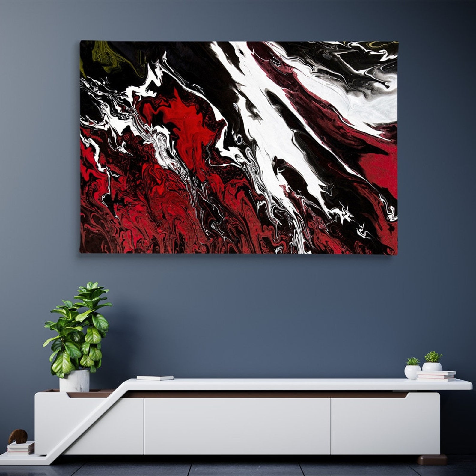 Abstract Red Black Design Canvas Print Wall Decor Art. Comes | Etsy