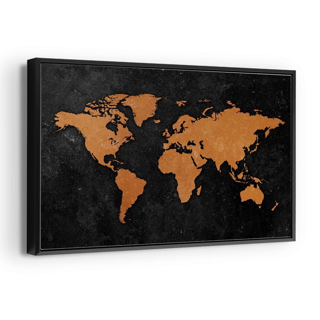 Rustic World Map Wall Art Geographical Continents Map Print on - Etsy