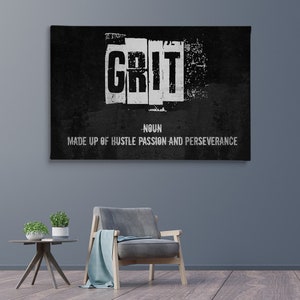 Grit Noun Quote Motivational Canvas Gym Office Print Wall | Etsy
