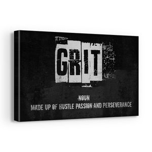 Grit Noun Quote Motivational Canvas Gym Office Print Wall | Etsy