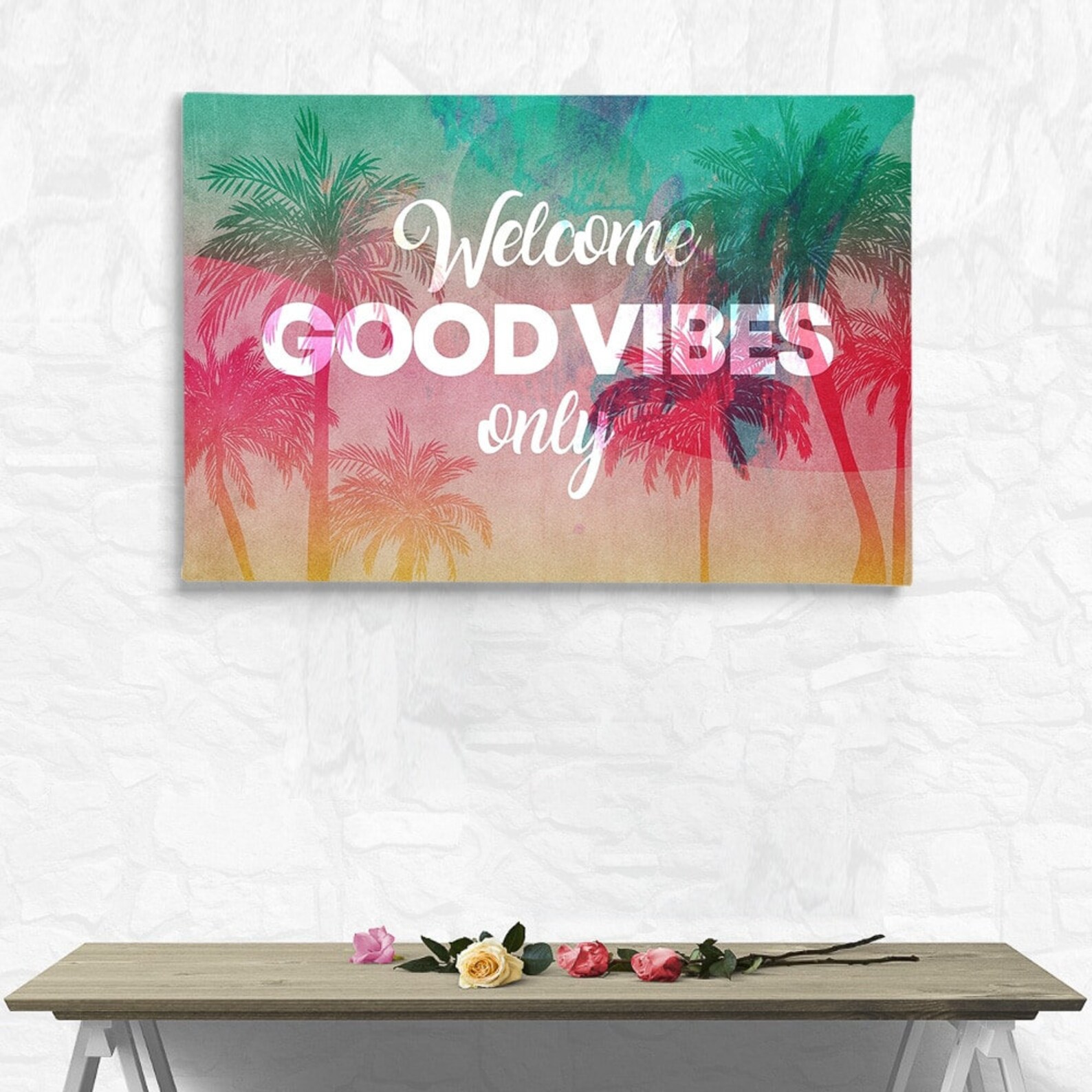 Good Vibes Only Welcome Quote Motivational Canvas Gym Office - Etsy