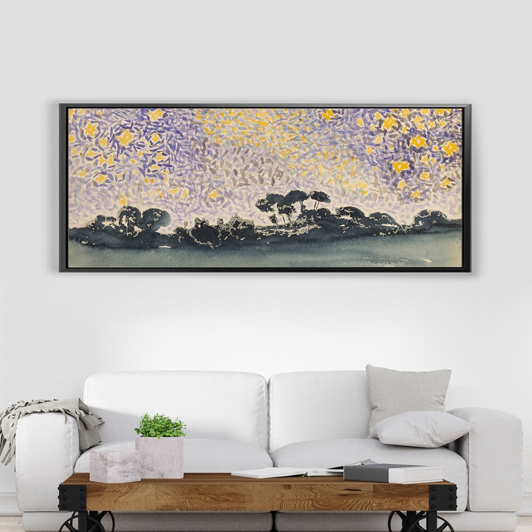 Van Gogh Starry Night Wall Art Panoramic Nightscape Landscape Meadow ...