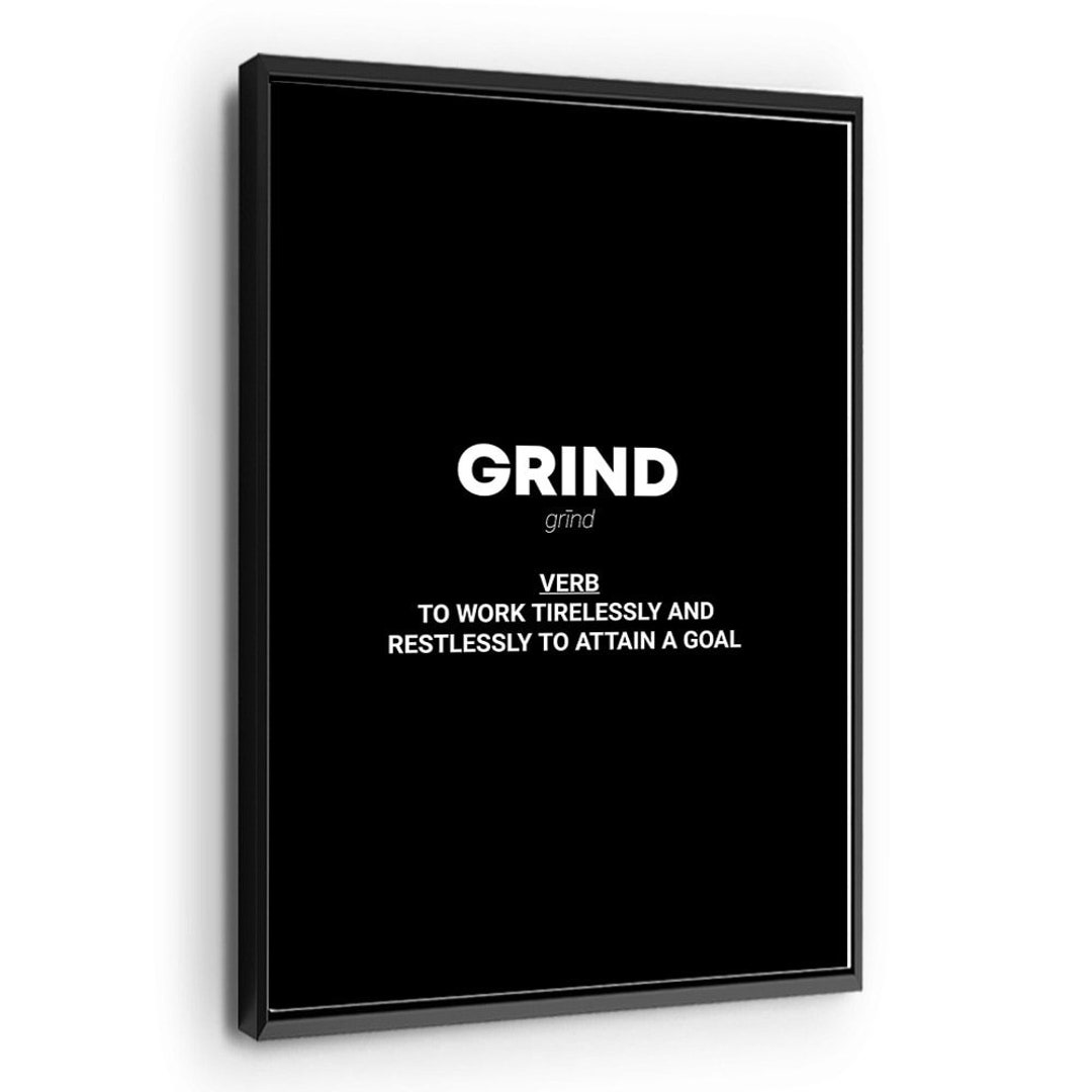 Grind Verb Black & White Quote Motivational Canvas Print for Gym Office ...