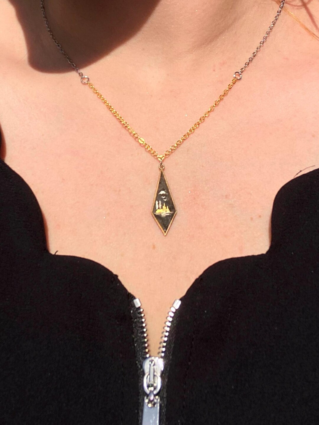 Vintage Damascene Volcano Pendant Necklace – Timeless Elegance With ...