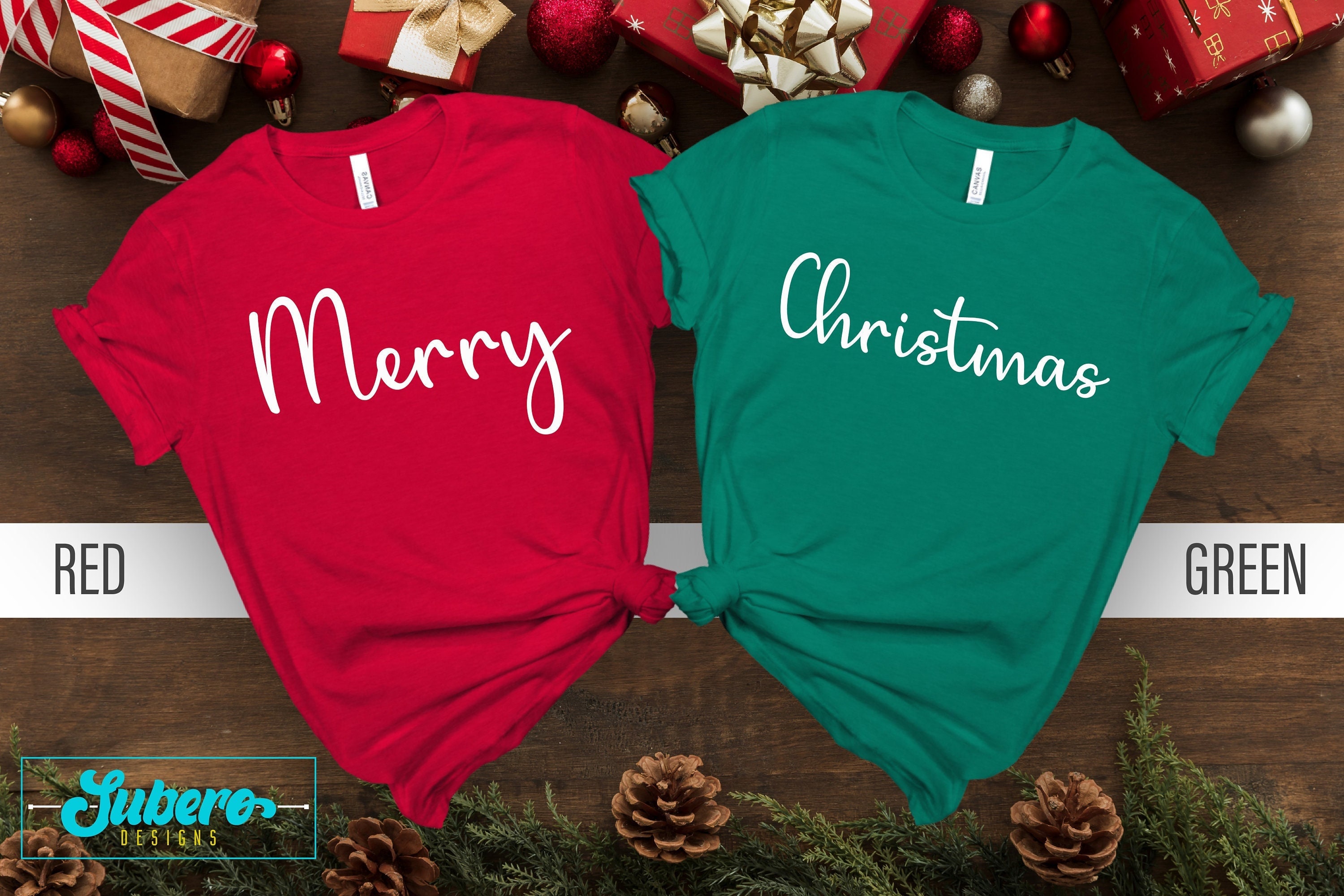 Matching Christmas Couples T-shirts Merry Christmas - Etsy