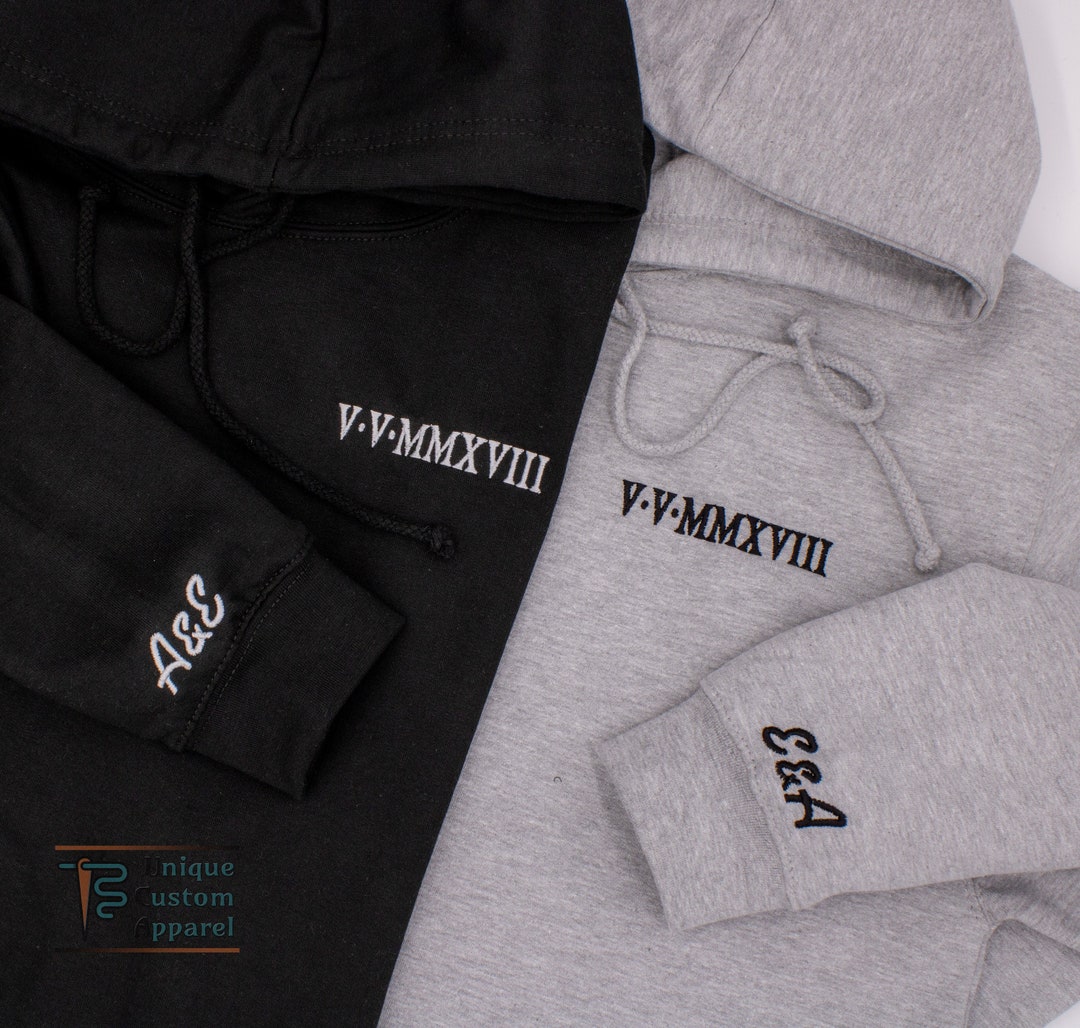 Personalized Embroidered Anniversary Date Couples Sweatshirt, Roman ...