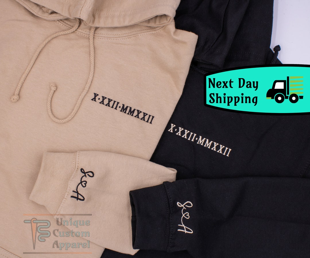 Roman Numeral Hoodie Couples Sweatshirt Embroidered Anniversary ...