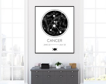 Cancer Constellation Zodiac PRINTABLE Wall Art / Zodiac - Etsy