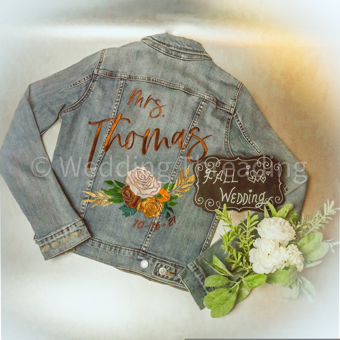 Custom Embroidered Bride's Jacket Fall Colors | Sustainable | Your Name ...