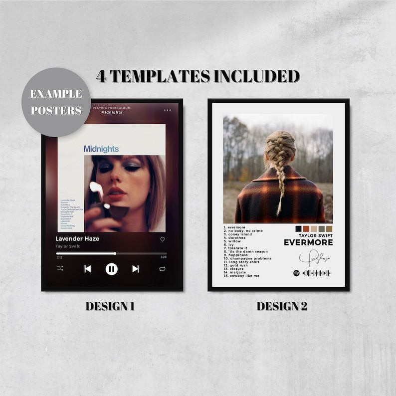 Editable Album Cover Print Templates Templett Poster Printable Wall Art ...