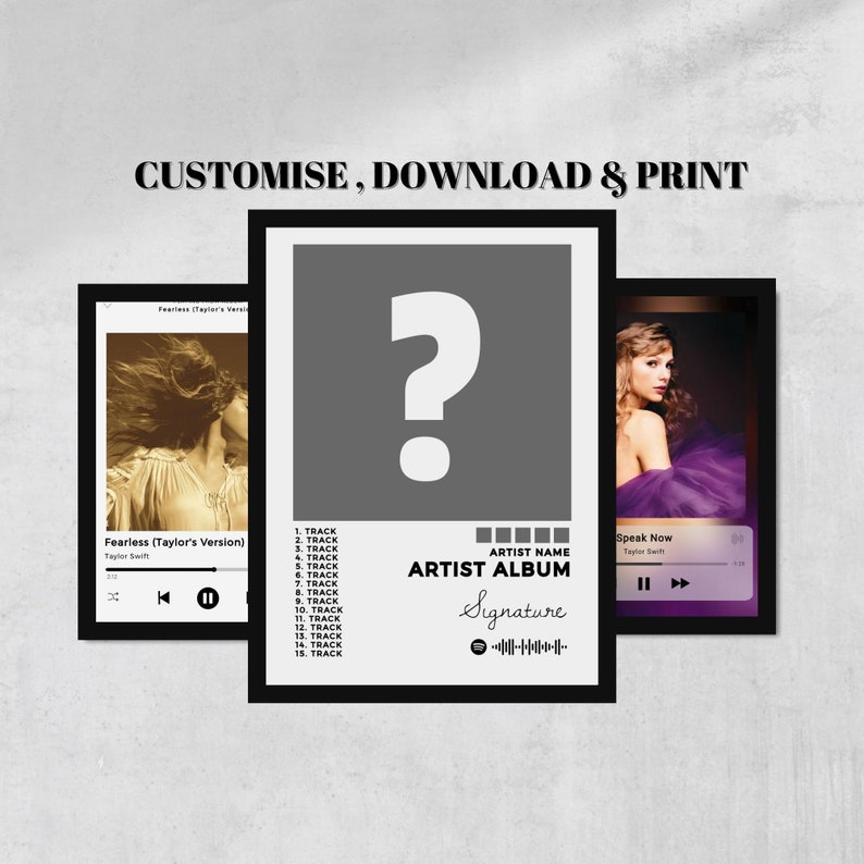 Editable Album Cover Print Templates Templett Poster Printable Wall Art ...