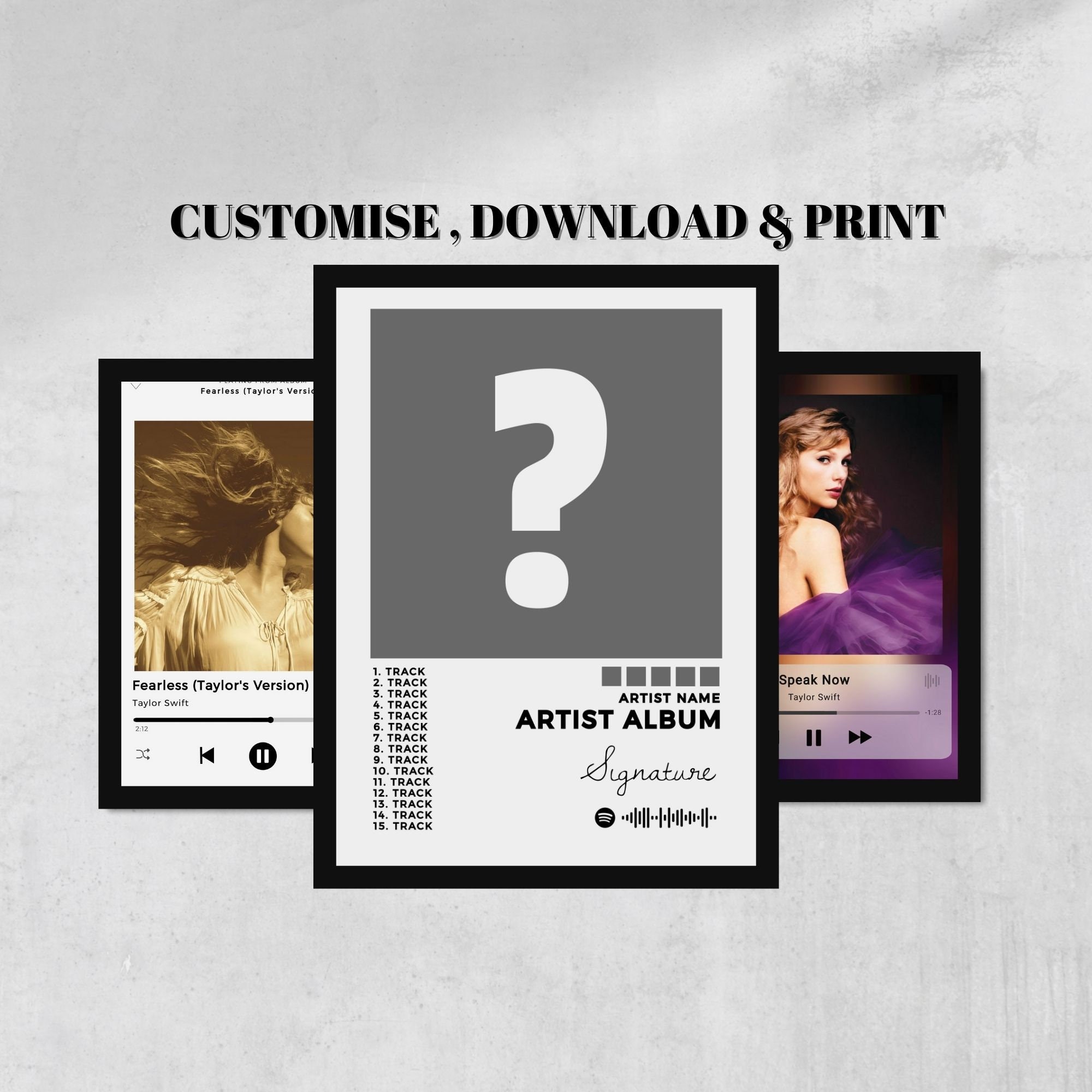 Editable Album Cover Print Templates Templett Poster Printable Wall Art ...