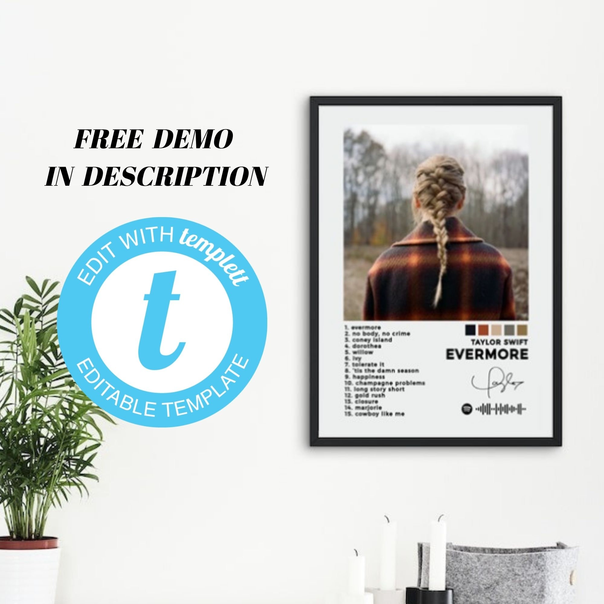 Editable Album Cover Print Templates Templett Poster Printable Wall Art ...