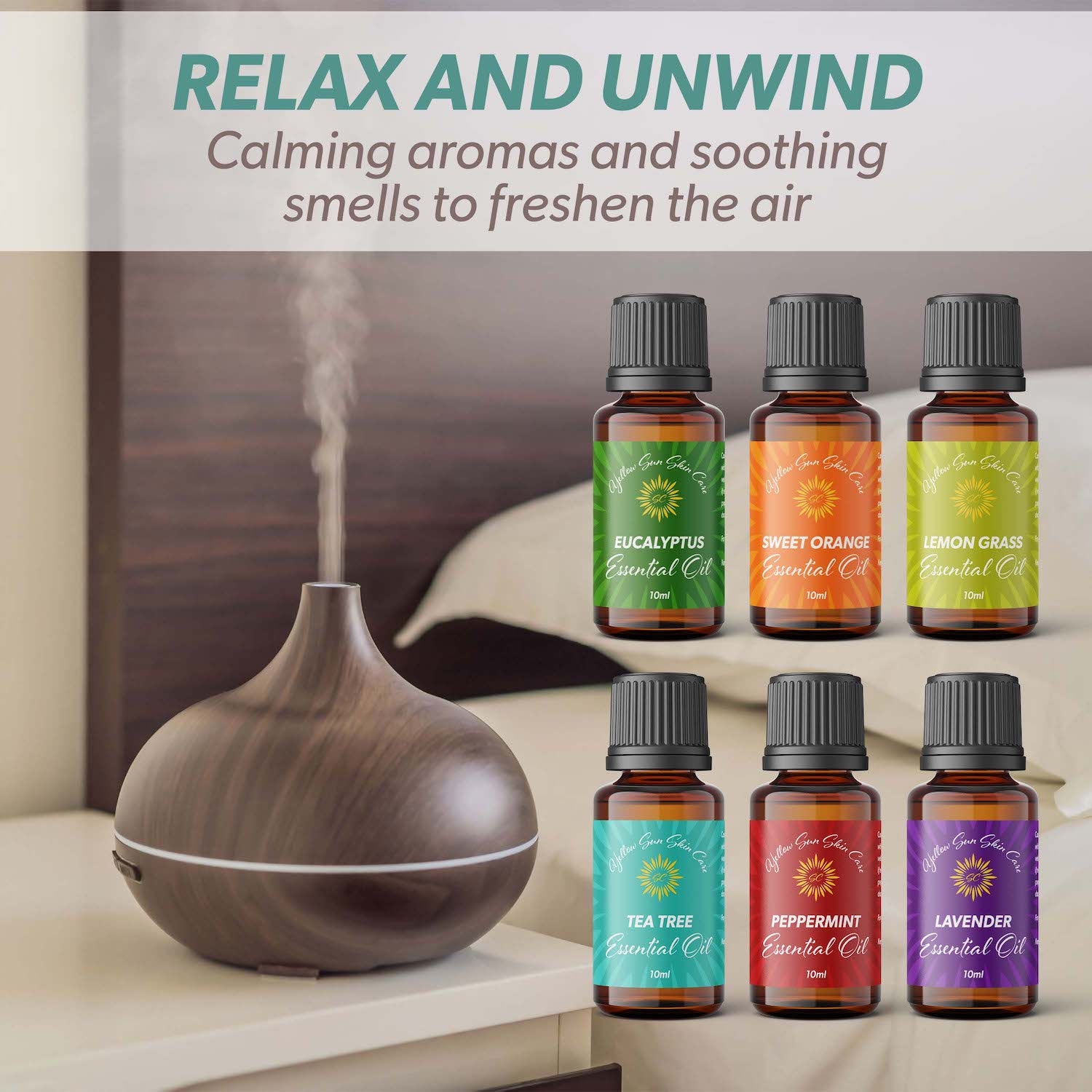 Organic Essential Oils Kit, Diffuser Fragrance Set, Eucalyptus ...