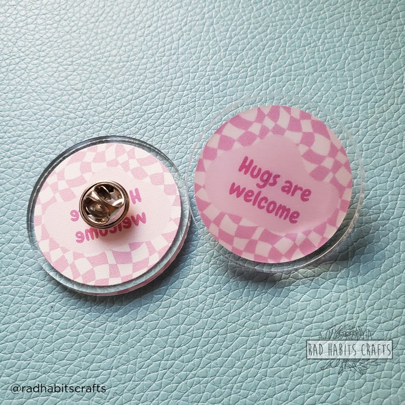 Not a Hugger & Hugs Are Welcome Acrylic Pins Consent, Cosplay, Personal ...