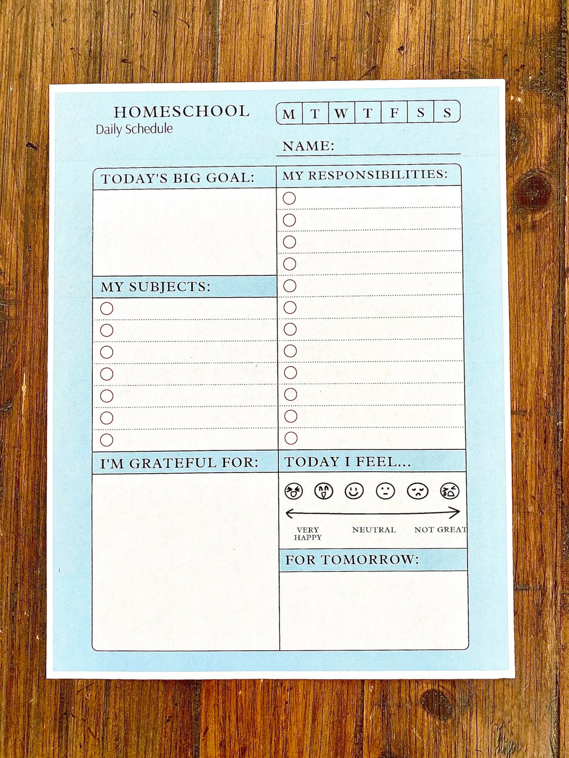 Daily Homeschool Student Planner Daily Schedule Homeschool Etsy