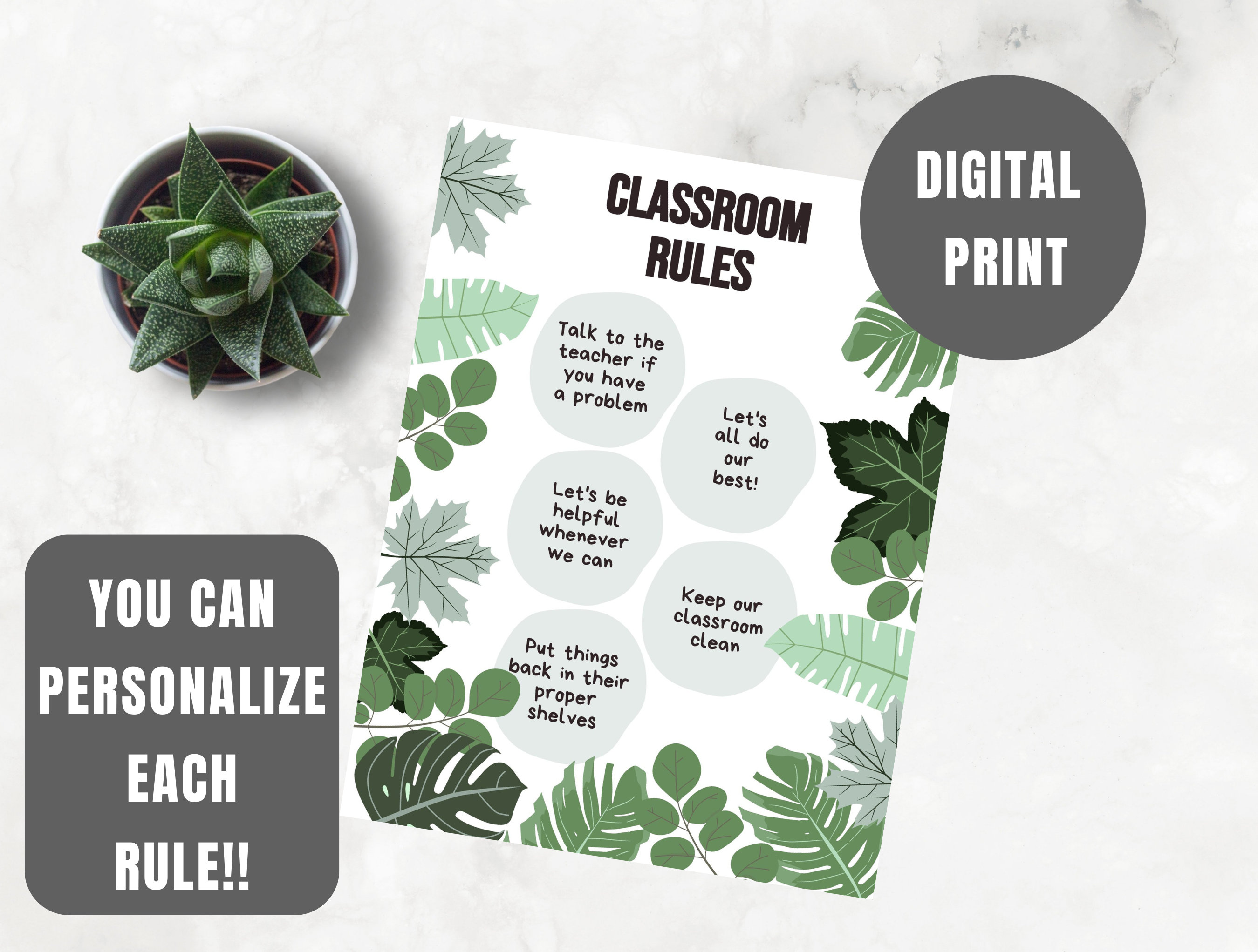 Personalized Classroom Rules Poster, Green Forestry Rules Poster ...