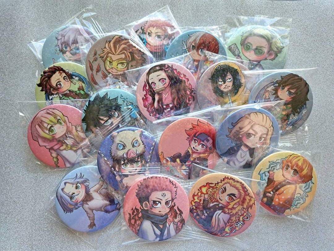 Holographic Anime Button Pin - Etsy