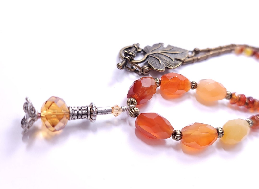 Necklace Red Orange Carnelian Brass Genie Bottle Pendant T1154 - Etsy