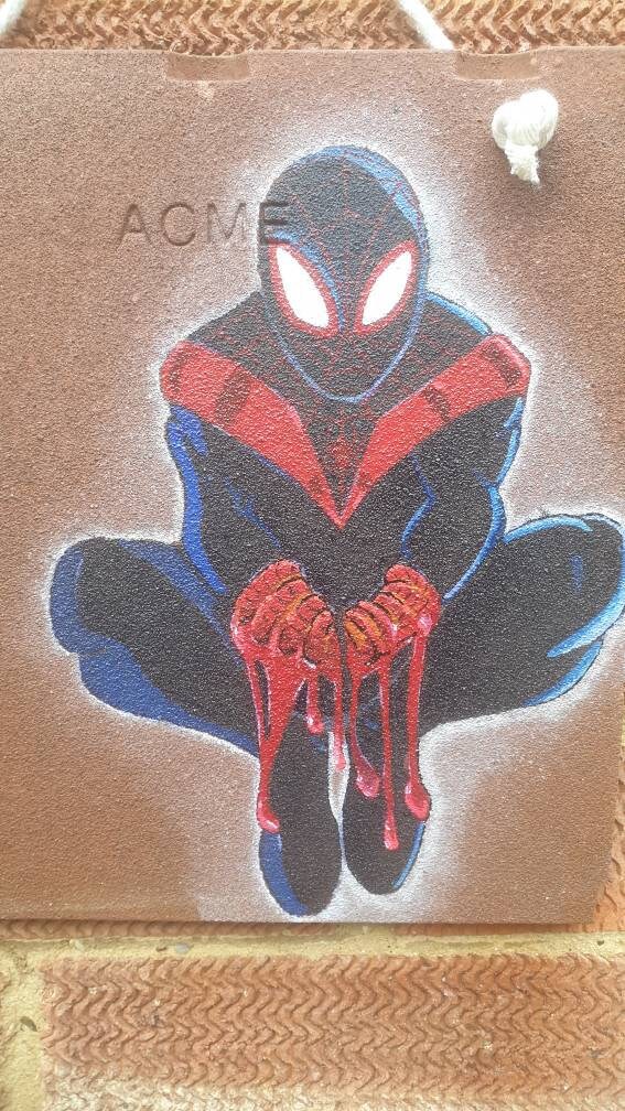 Spiderman Hand Painted Clay Roof Tile 1 - Etsy