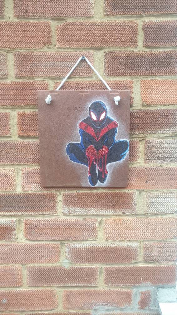 Spiderman Hand Painted Clay Roof Tile 1 - Etsy
